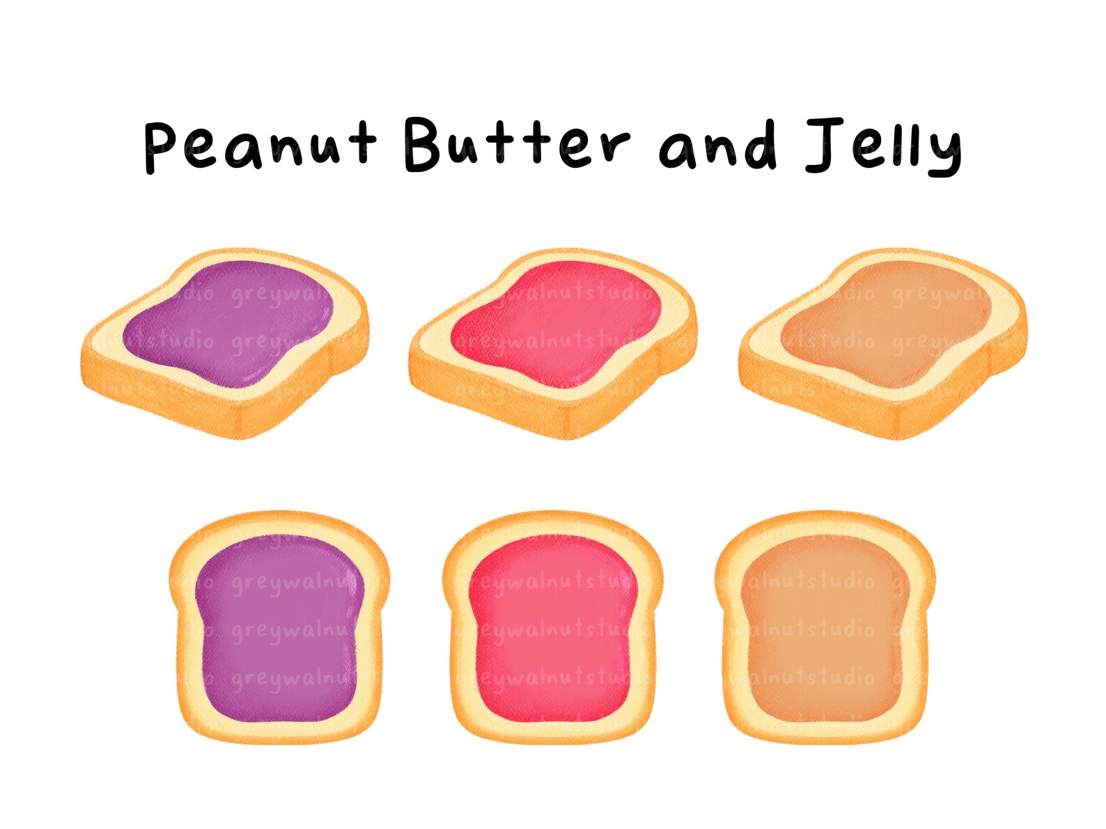 Pbj Clipart Peanut Butter and Jelly Illustration Bread | Etsy