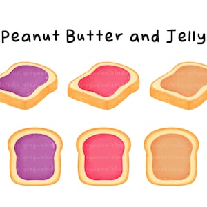 Pbj Clipart, Peanut Butter and Jelly Illustration, Bread, Spreads ...