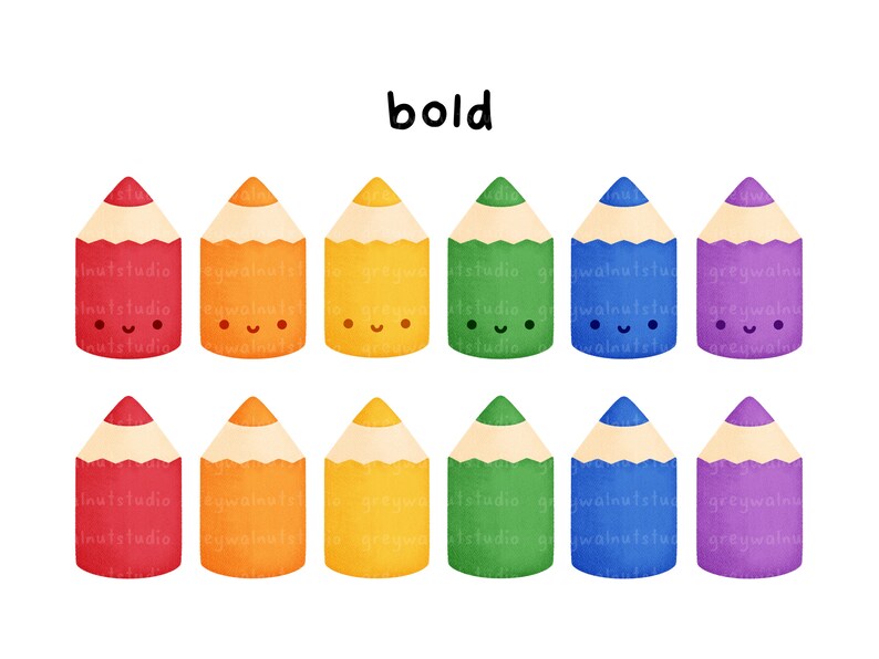 Colored Pencils Clipart Rainbow Colors Back to School - Etsy