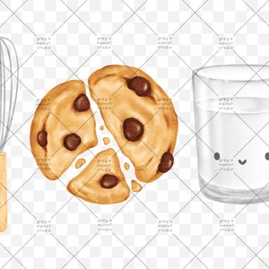 Chocolate Chip Cookies Clipart, Watercolor Cookies Clipart, Baking ...
