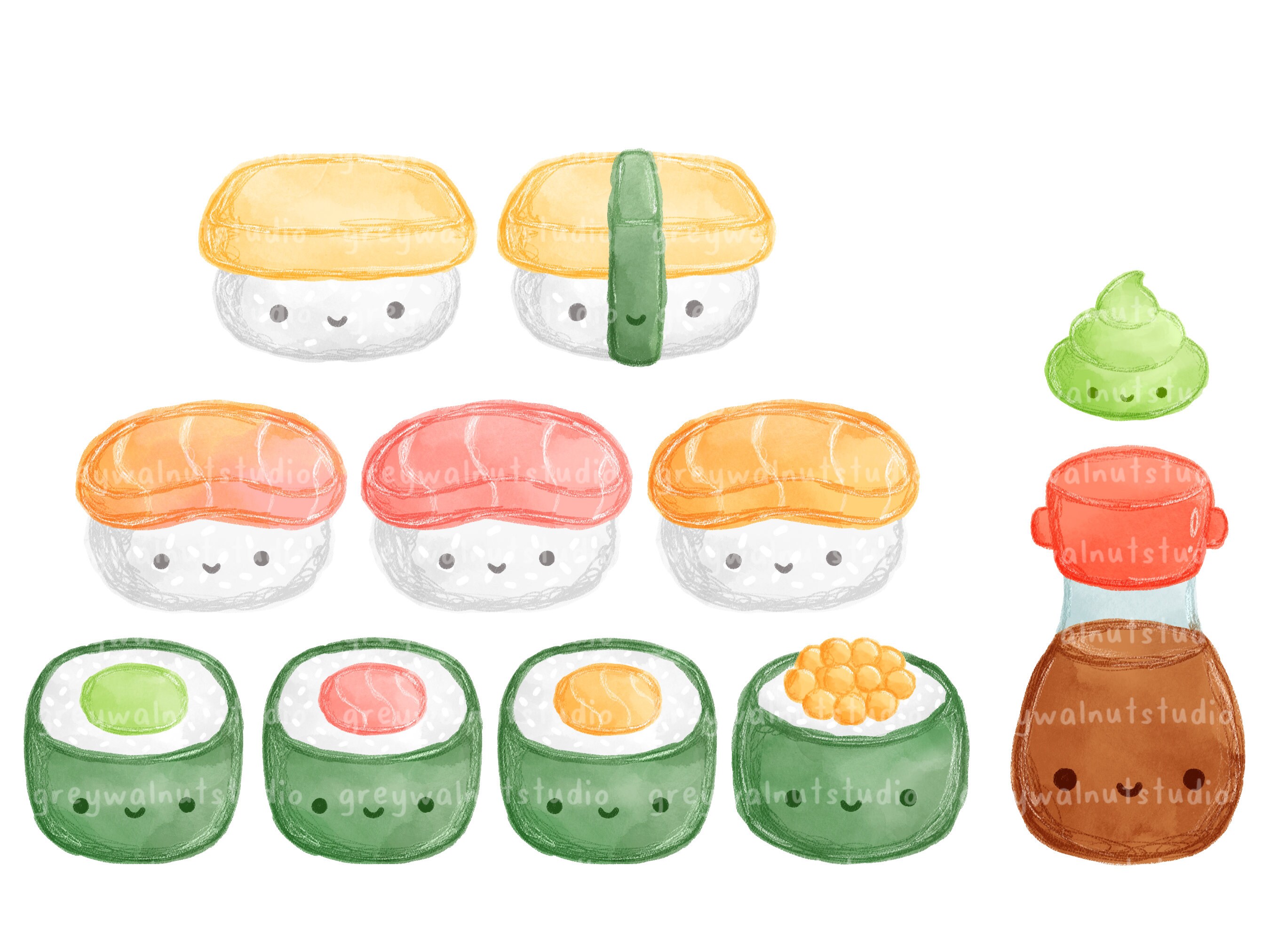 Sushi Clipart, Japanese Food, Kawaii Sushi, Kawaii Food, Fast Food ...
