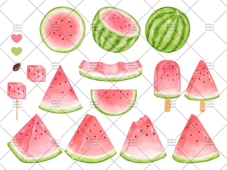 Watermelon Clipart, Watercolor Watermelon, Kawaii Watermelon Slice ...