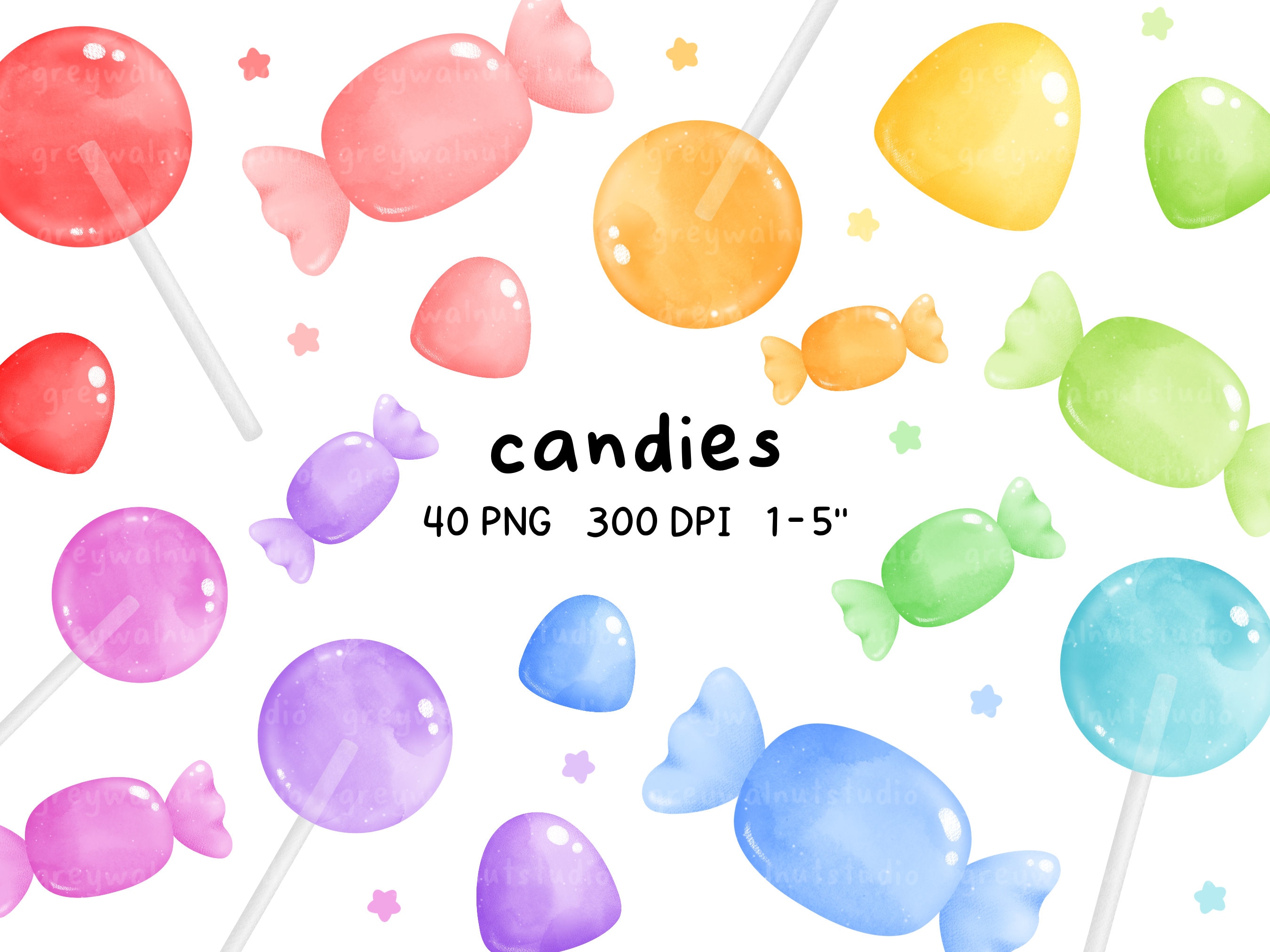 Candy Clipart, Watercolor Candy, Candies, Lollipop, Gumdrop, Candy Shop ...