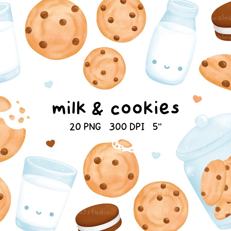 Milk and Cookies Clipart - Etsy