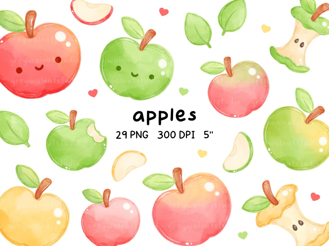 Apples Clipart, Apple, Watercolor Apples, Red Apple, Green Apple ...
