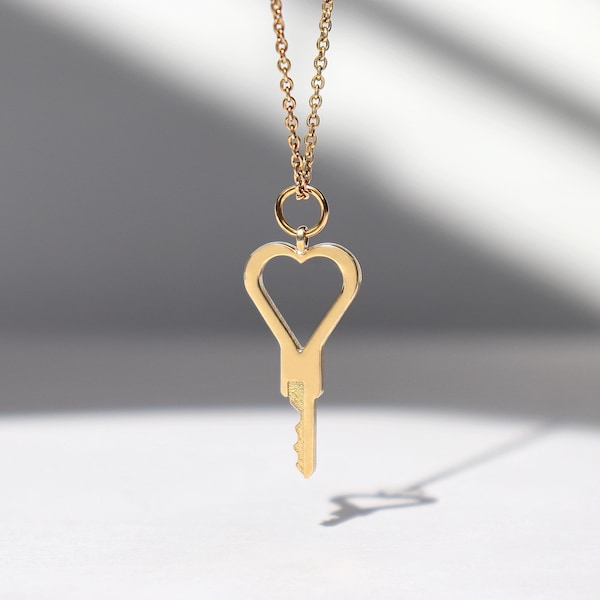 Heart Key Pendant - Etsy