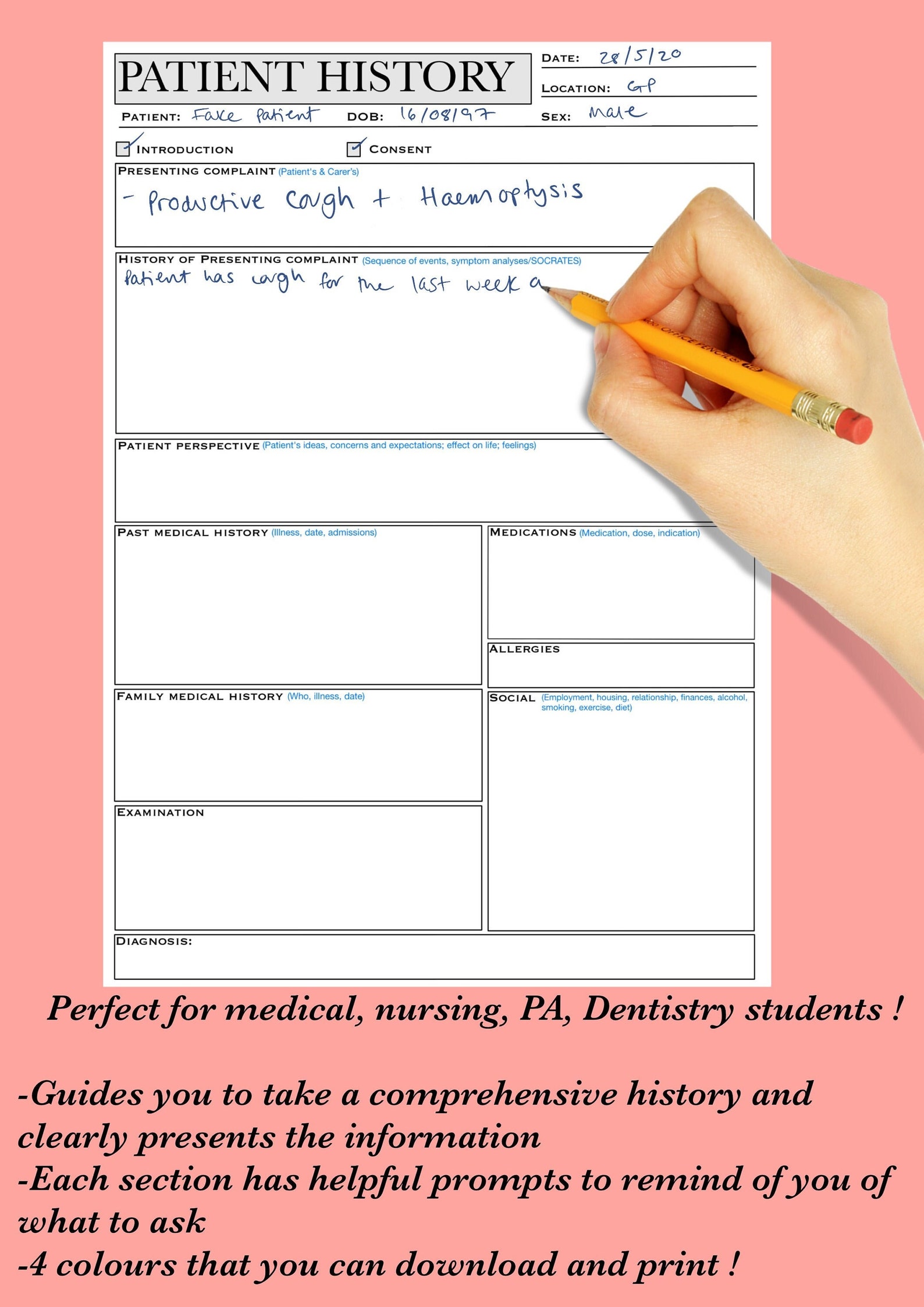 Patient History Sheet - Etsy