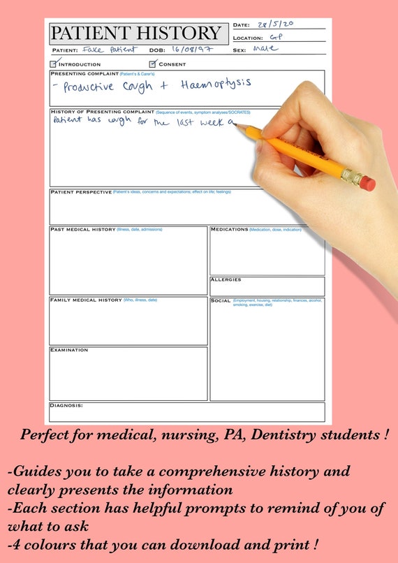 Patient History Sheet - Etsy