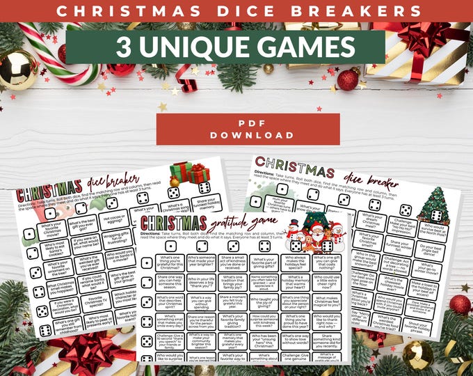 Christmas Gratitude Dice Game,christmas Dice Game,festive Family ...