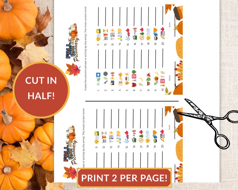 Fall Emoji Pictionary Game Printable – 20 Answer Autumn Emojipedia ...