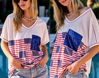 Red White Blue Top | Etsy