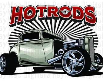 Hot Rod, Car, Muscle Car, Vintage Car, Sublimation Transfer Ready to ...