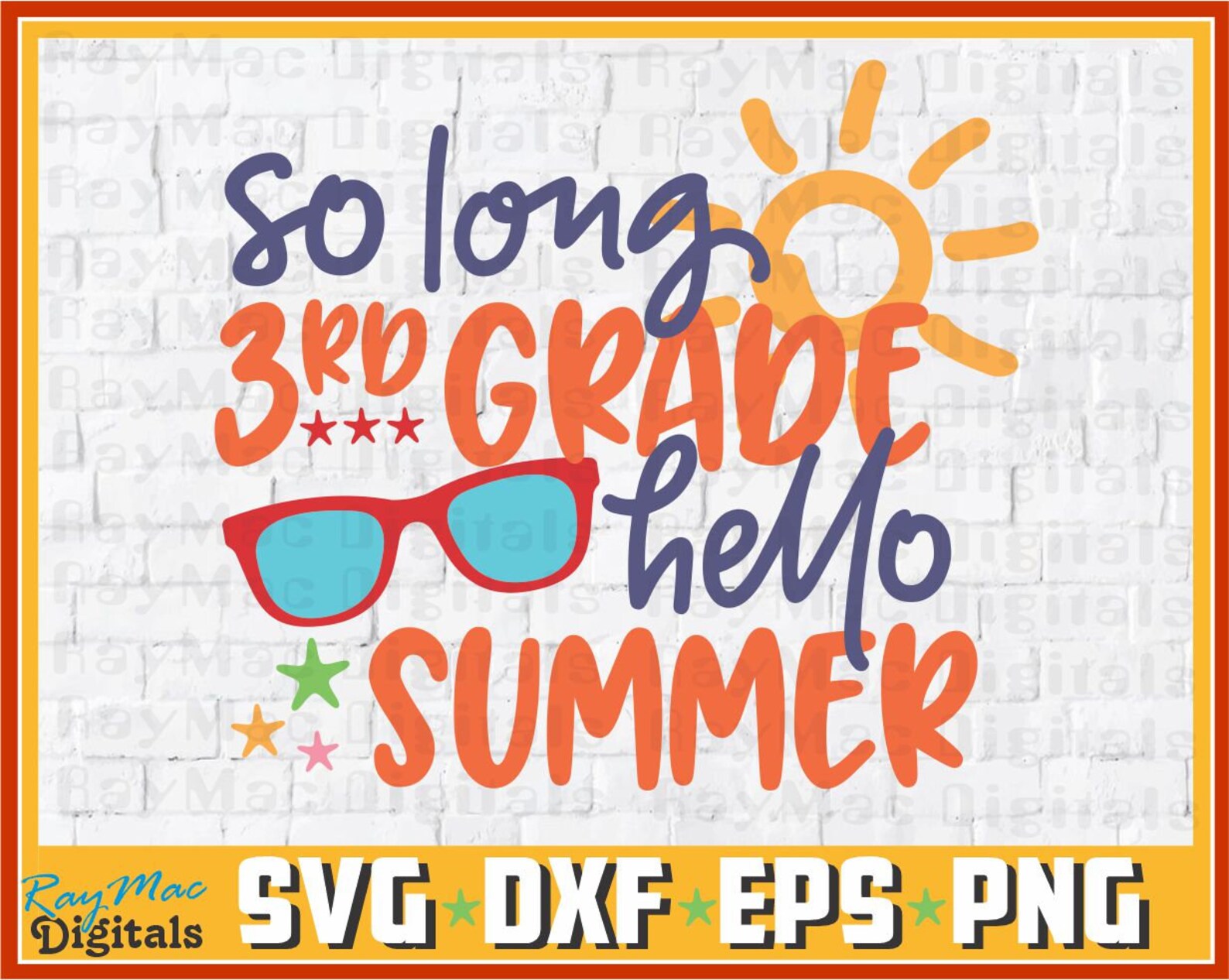 So Long 3rd Grade Hello Summer Svg, Dxf, Eps, and Png, Files for Cameo ...