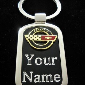 Corvette C4 Black Onyx & Silver Keyring-free Engraving, Great Gift ...