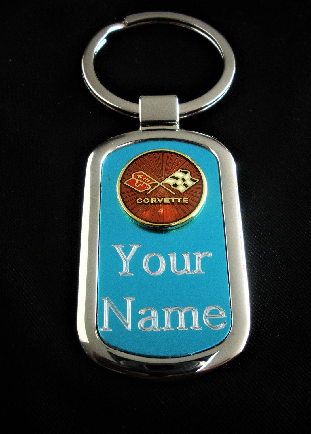 Corvette C3 Blue Onyx & Silver Keyring- Great Gift , Keepsake, Father's ...