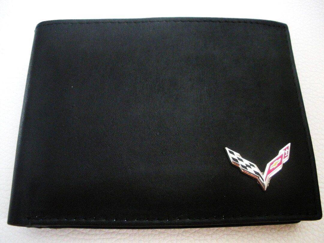 Corvette C7 Black Leather Bifold Wallet, Great Gift, Keepsake, Fathers ...