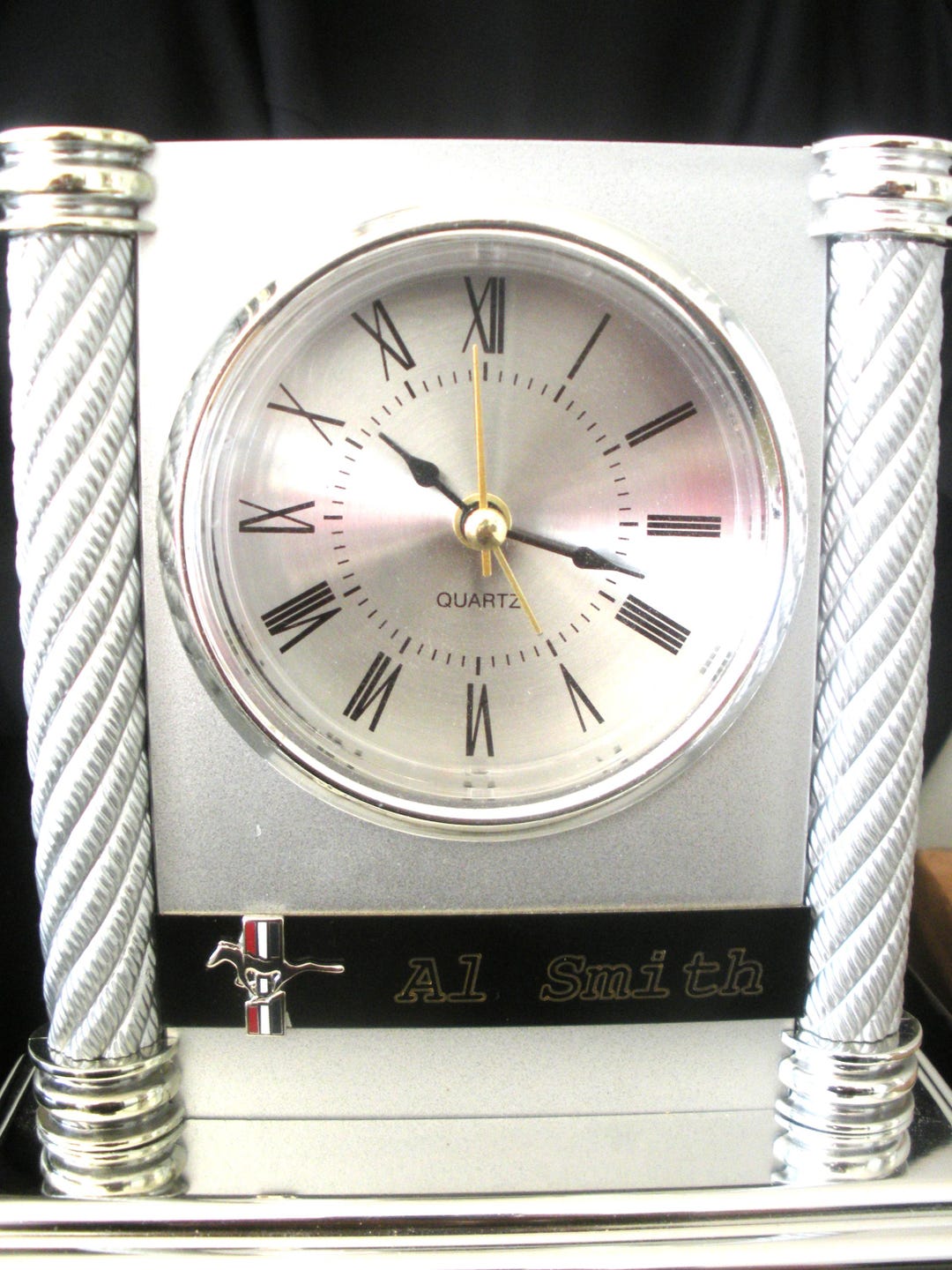 Mustang/ford Desk Clock-free Engraving, Stainless Steel ,alarm Clock ...