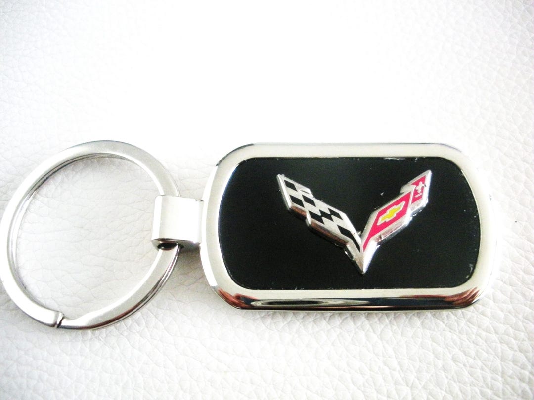 Corvette C7 Black Onyx & Silver Keyring-free Engraving,- Great Gift ...