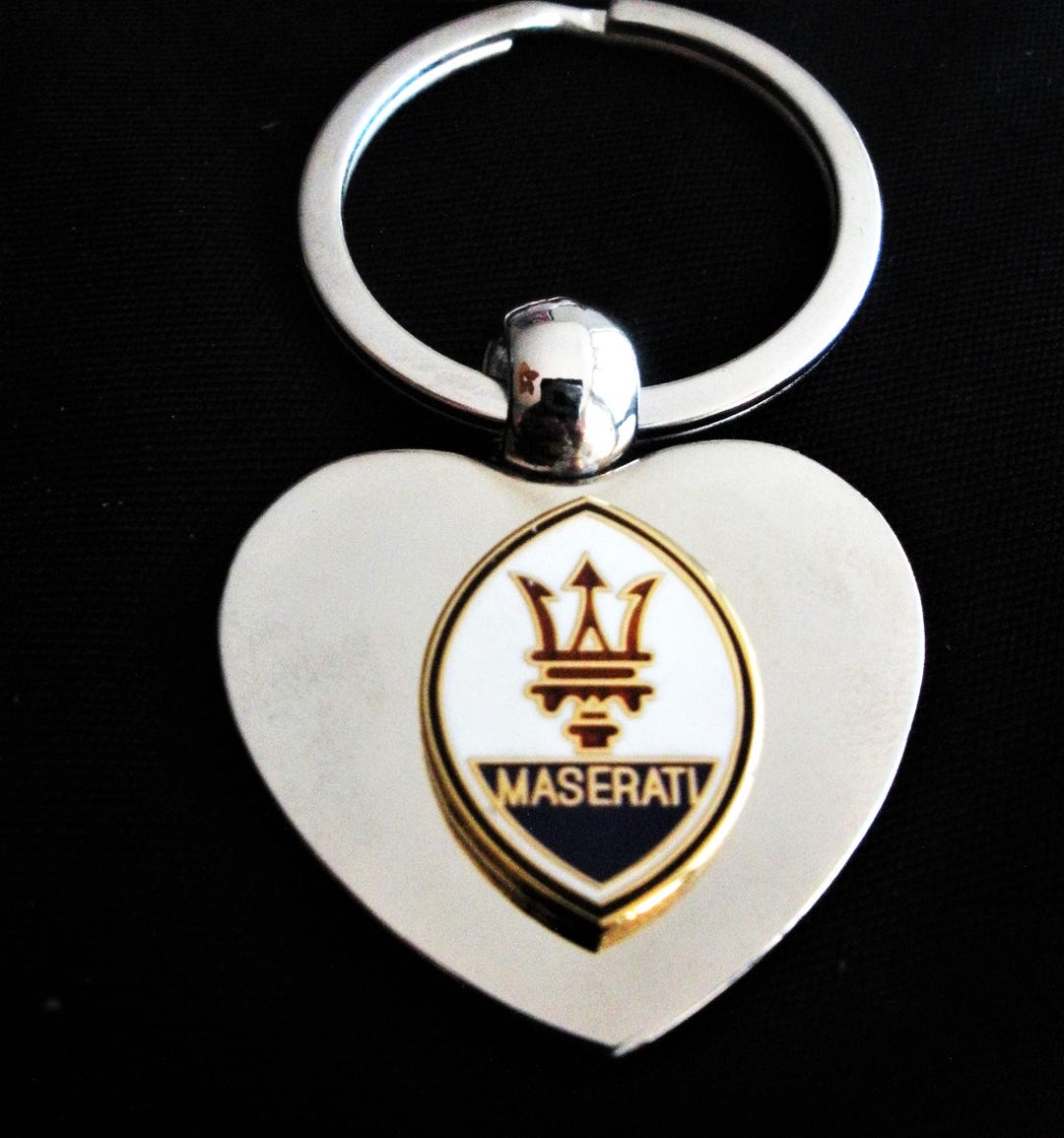 Maserati Heart Shaped Silver Keyring- Free Engraving Great Gift ...