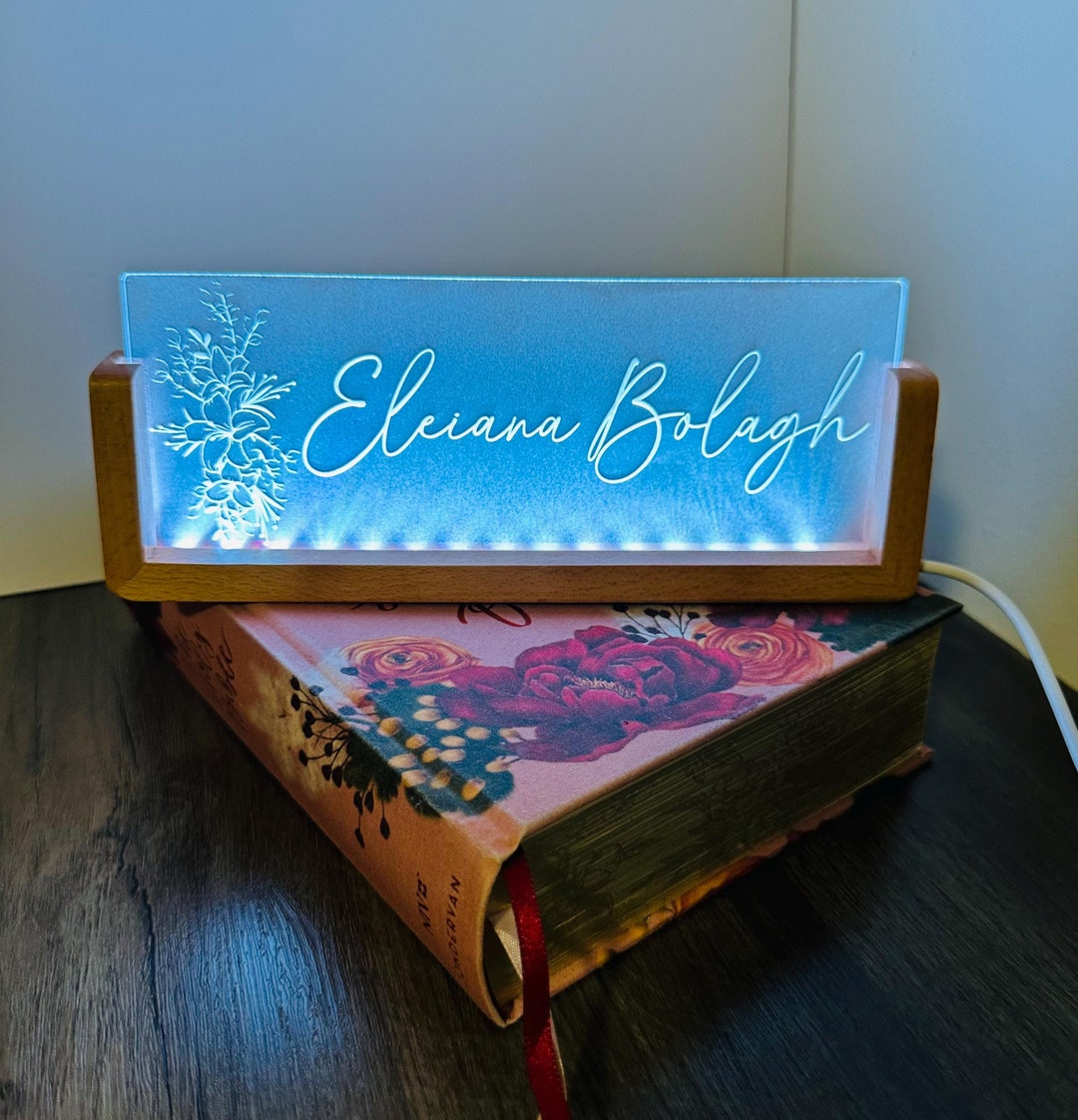 Personalized LED Desk Name Plate: Lighted Acrylic Office Decor - Etsy