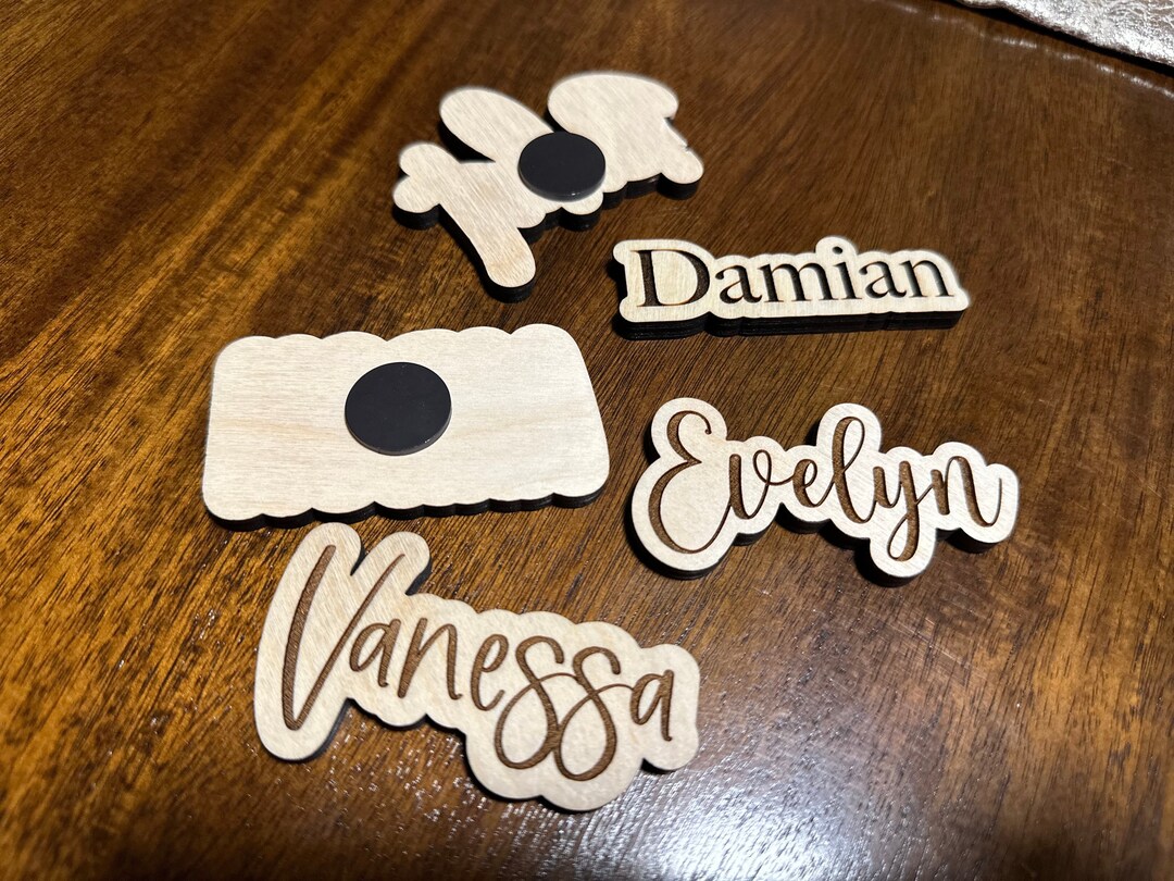 Custom Wood Engraved Name Magnet: Personalized Fridge Tag Gift - Etsy
