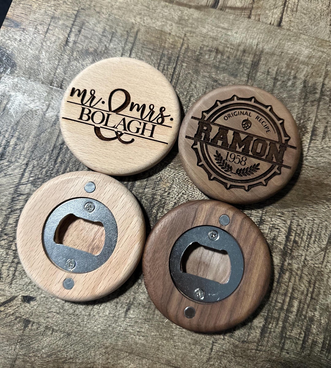 Engraved Magnet Bottle Opener, Custom Wood Bottle Opener, Handcrafted ...