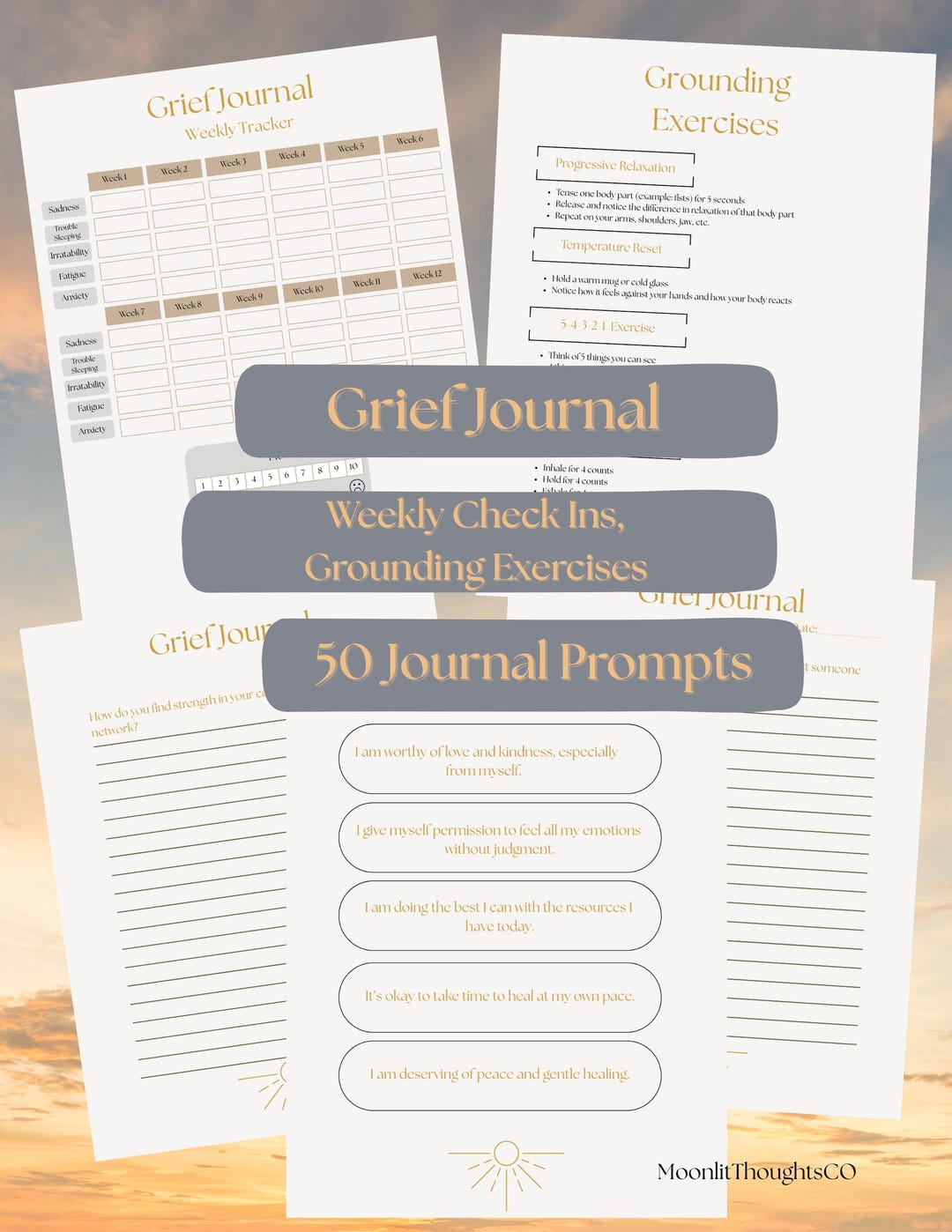 Printable Grief Journal PDF – 65-page Bereavement Workbook With 50 ...