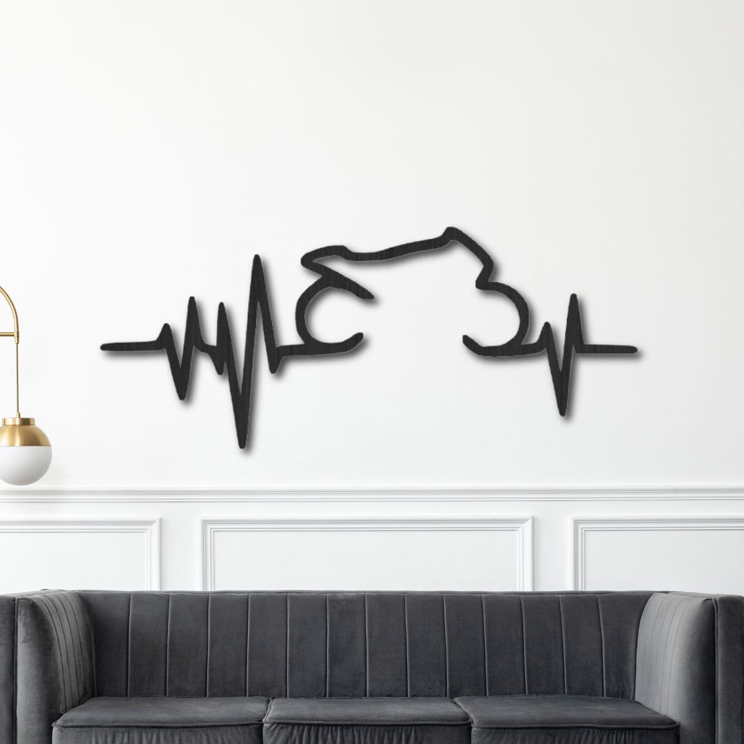 Motorcycle Wall Decor – Wooden Motorcycle Cardiogram – Biker Wall Art ...