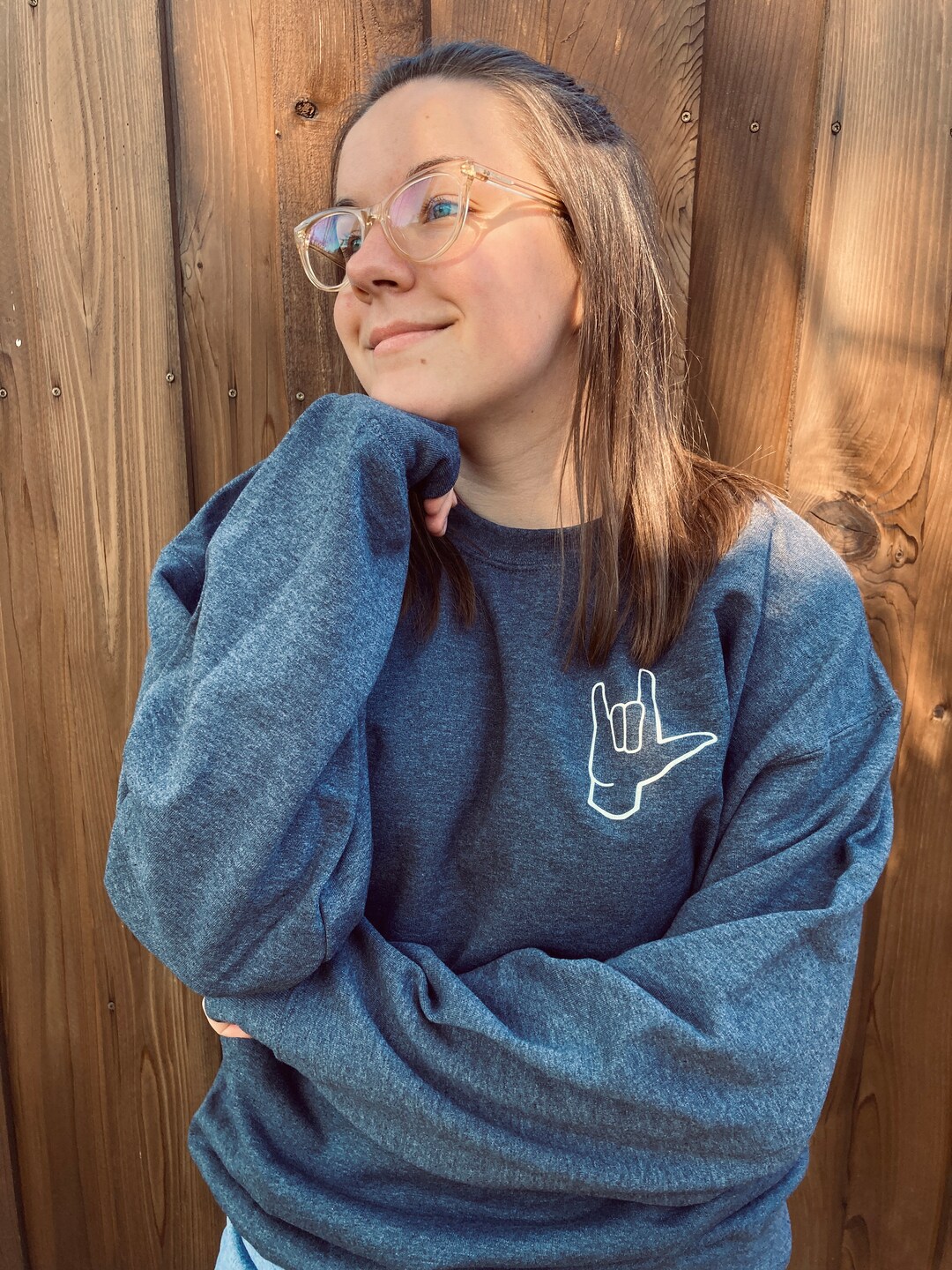 ASL Ily Hand Sign Comfy Sweater, ASL Gift for Friend Sweatshirt, Sign ...