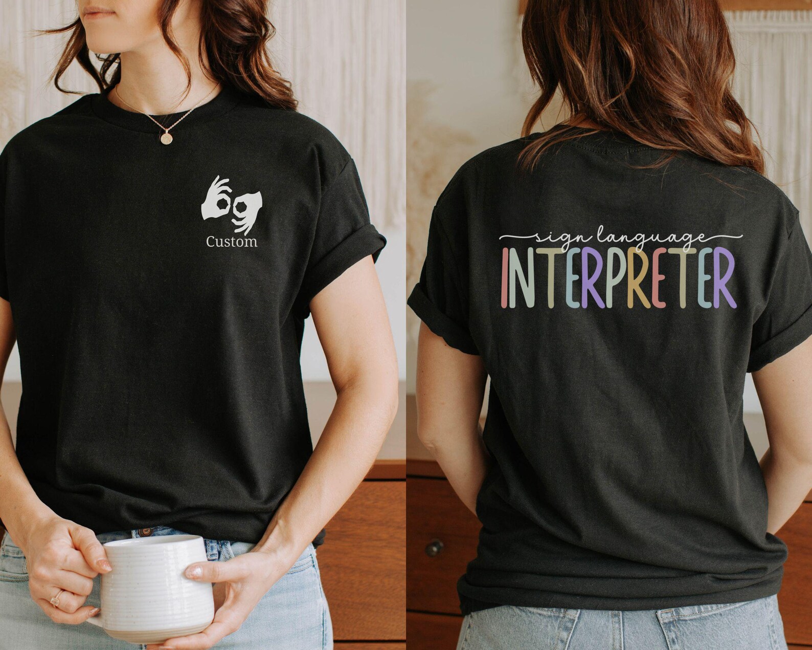 Custom Sign Language Interpreter Tee, Interpreter Pocket ASL Tshirt ...