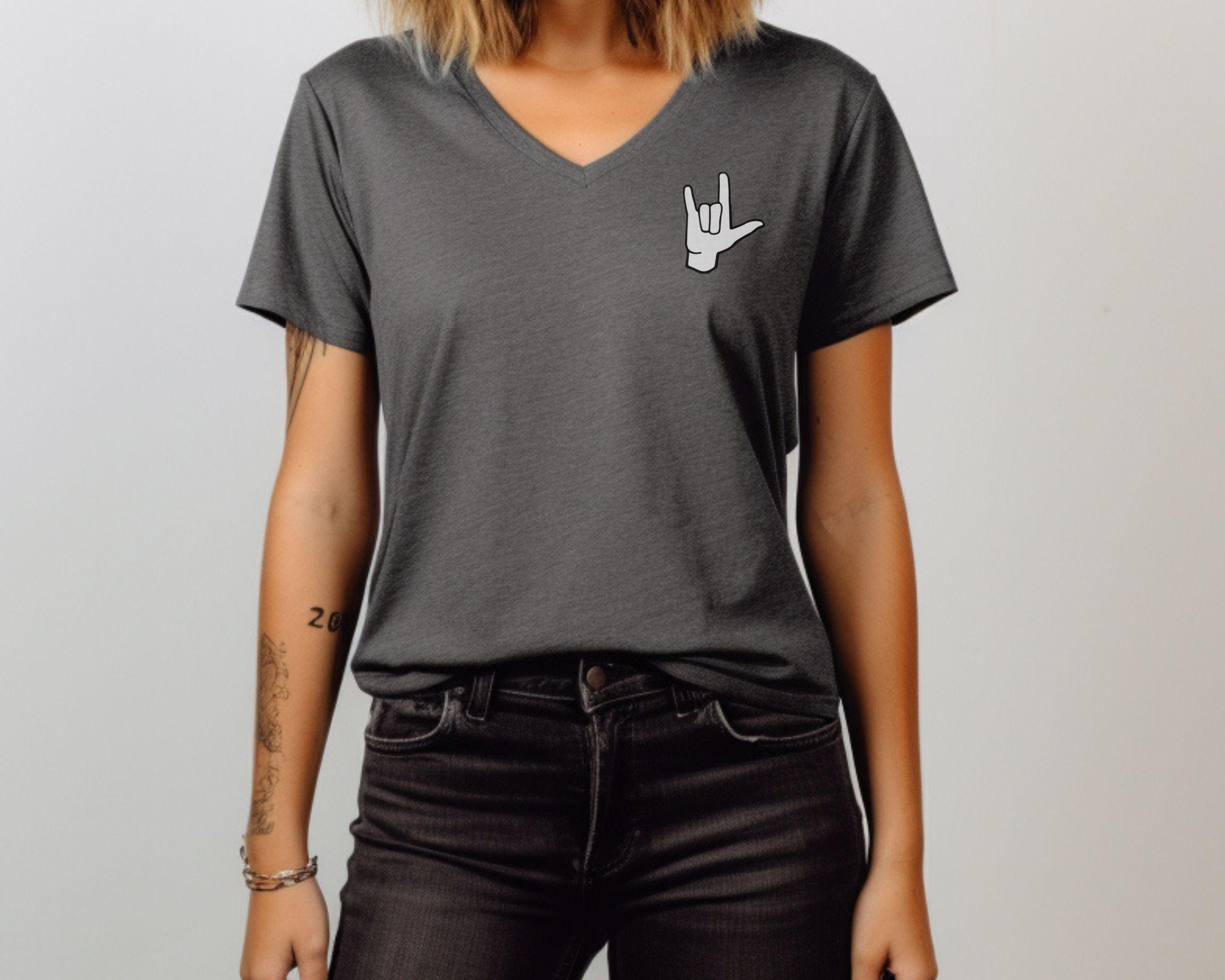 ASL Teacher of Deaf and Hard of Hearing Tee, V Neck, American Sign ...