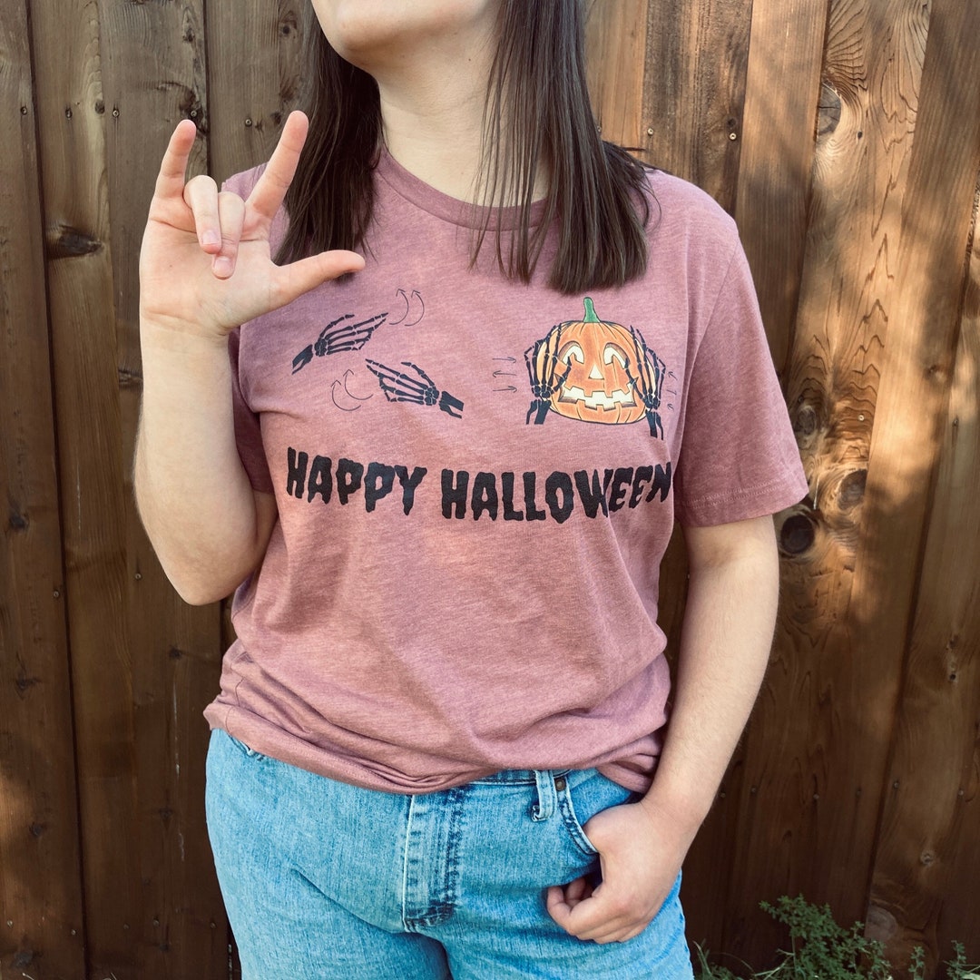 ASL Happy Halloween Tee, Happy Halloween in American Sign Language Gift ...