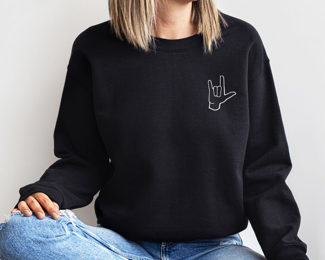 ASL Ily Hand Sign Comfy Sweater ASL Gift for Friend - Etsy