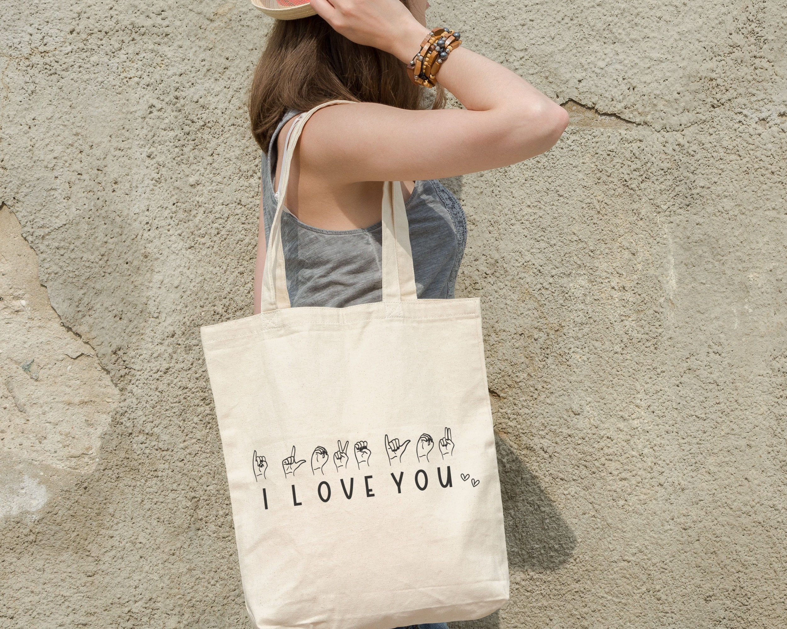 ASL Hand Sign Tote Bag | Fingerspelling Ily Sign Language I Love You ...