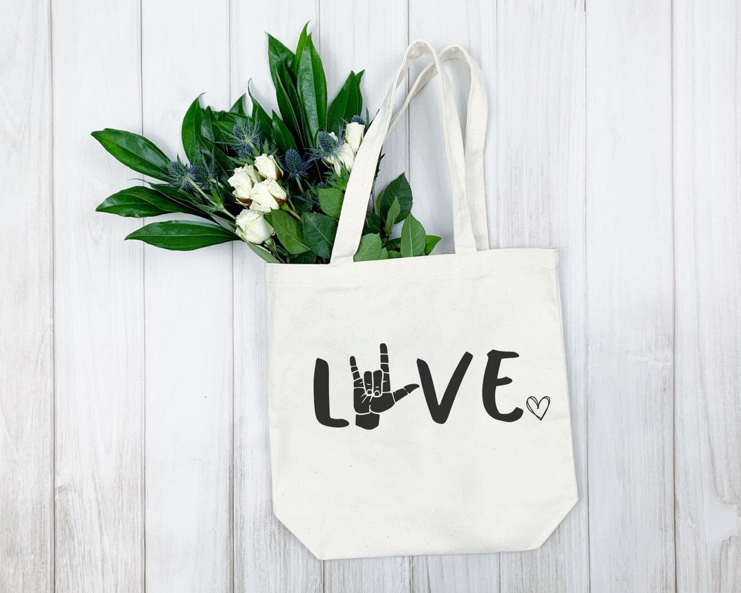 ASL Ily Hand Sign LOVE Tote Bag | I + L + Y = Ily Sign Language I Love ...