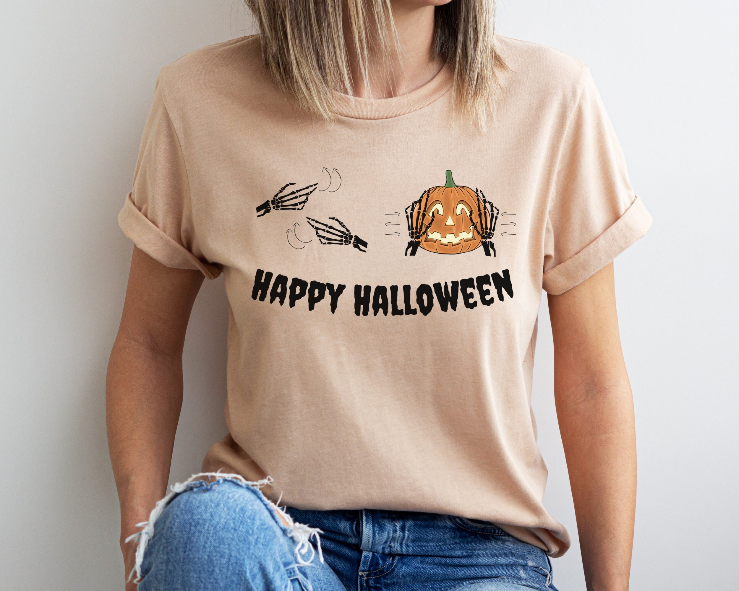 ASL Happy Halloween Tee, Happy Halloween in American Sign Language Gift ...