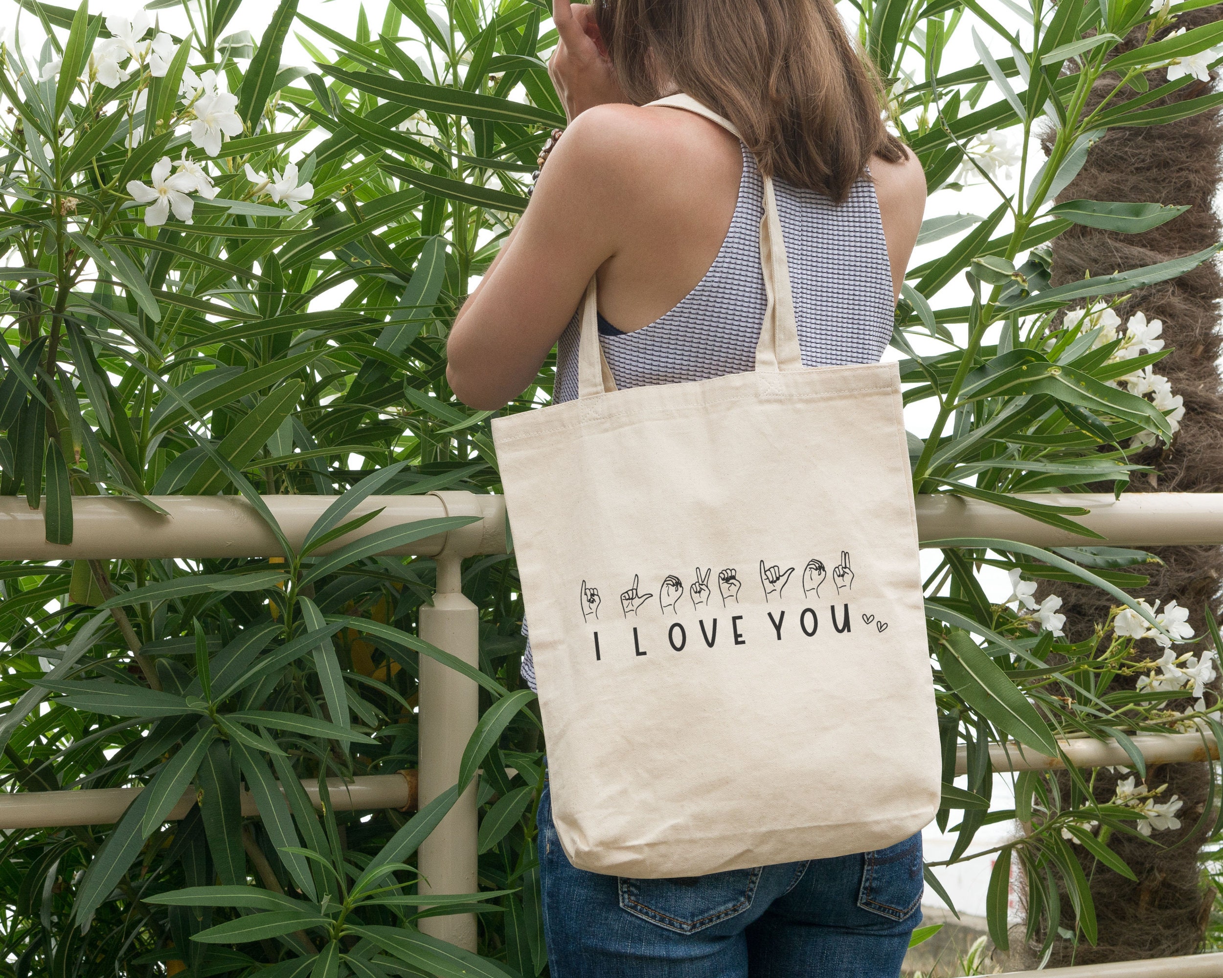 ASL Hand Sign Tote Bag | Fingerspelling Ily Sign Language I Love You ...