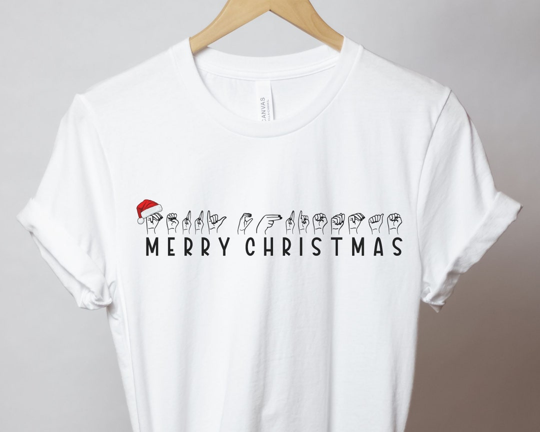 ASL Merry Christmas Fingerspelling American Sign Language Tee - Gift ...