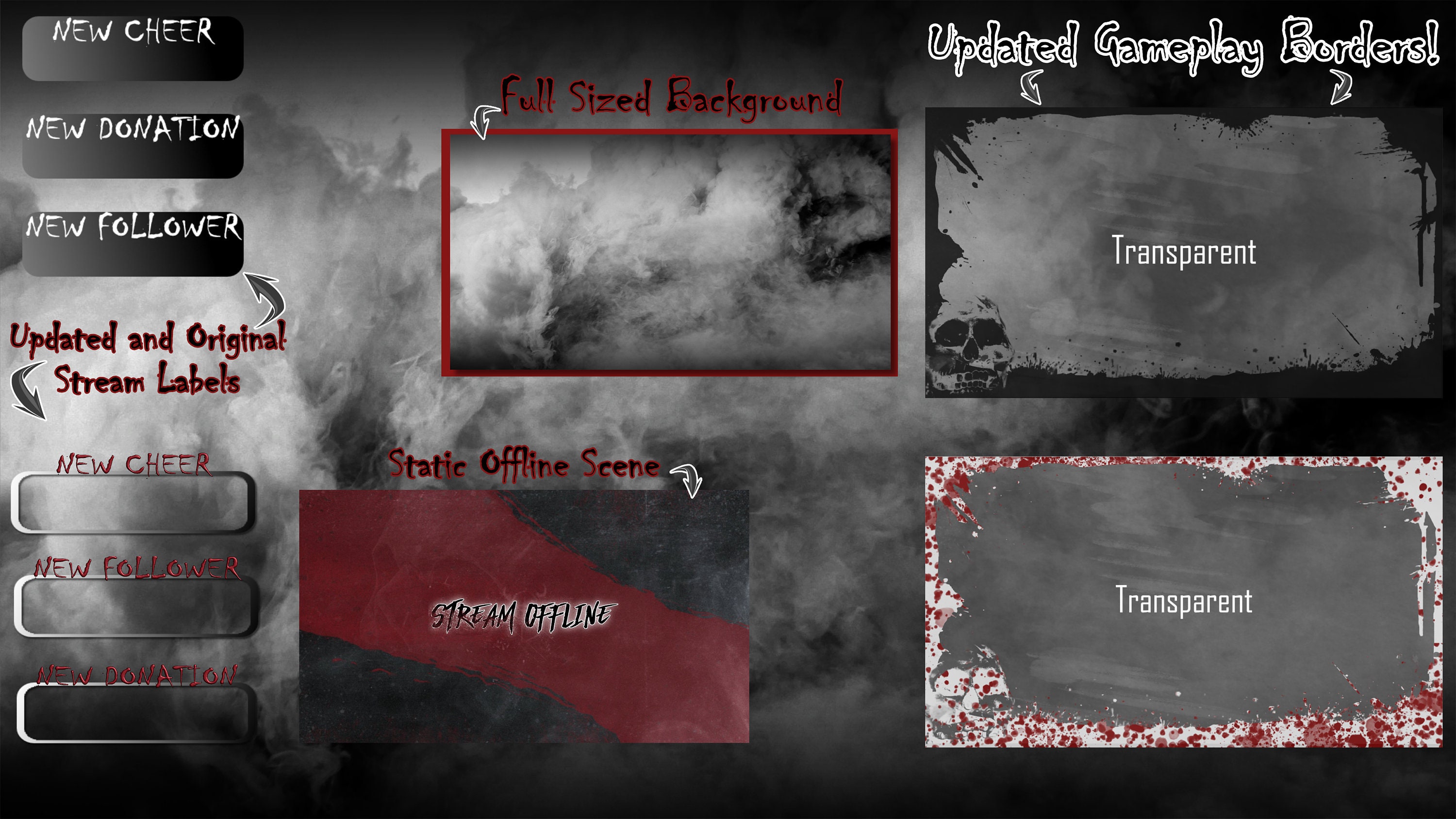 UPDATED Animated horror Themed Complete Stream Bundle Twitch Overlay ...