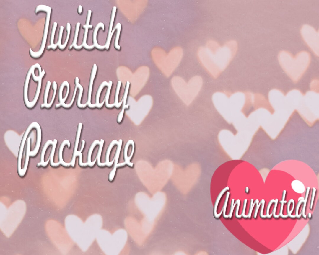 Animated pink Hearts Complete Stream Bundle Valentines Twitch Overlay ...