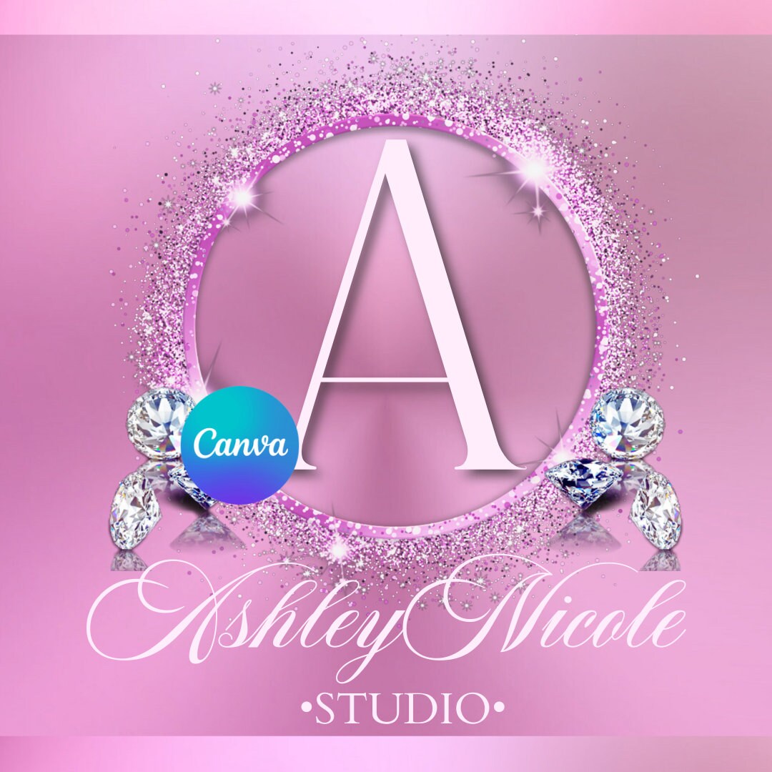 Pink DIY Logo, Business Logo, Luxury Logo, Glam Logo, Glitter Logo ...