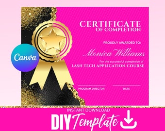 DIY Certificate of Completion Template Gold Certificate - Etsy