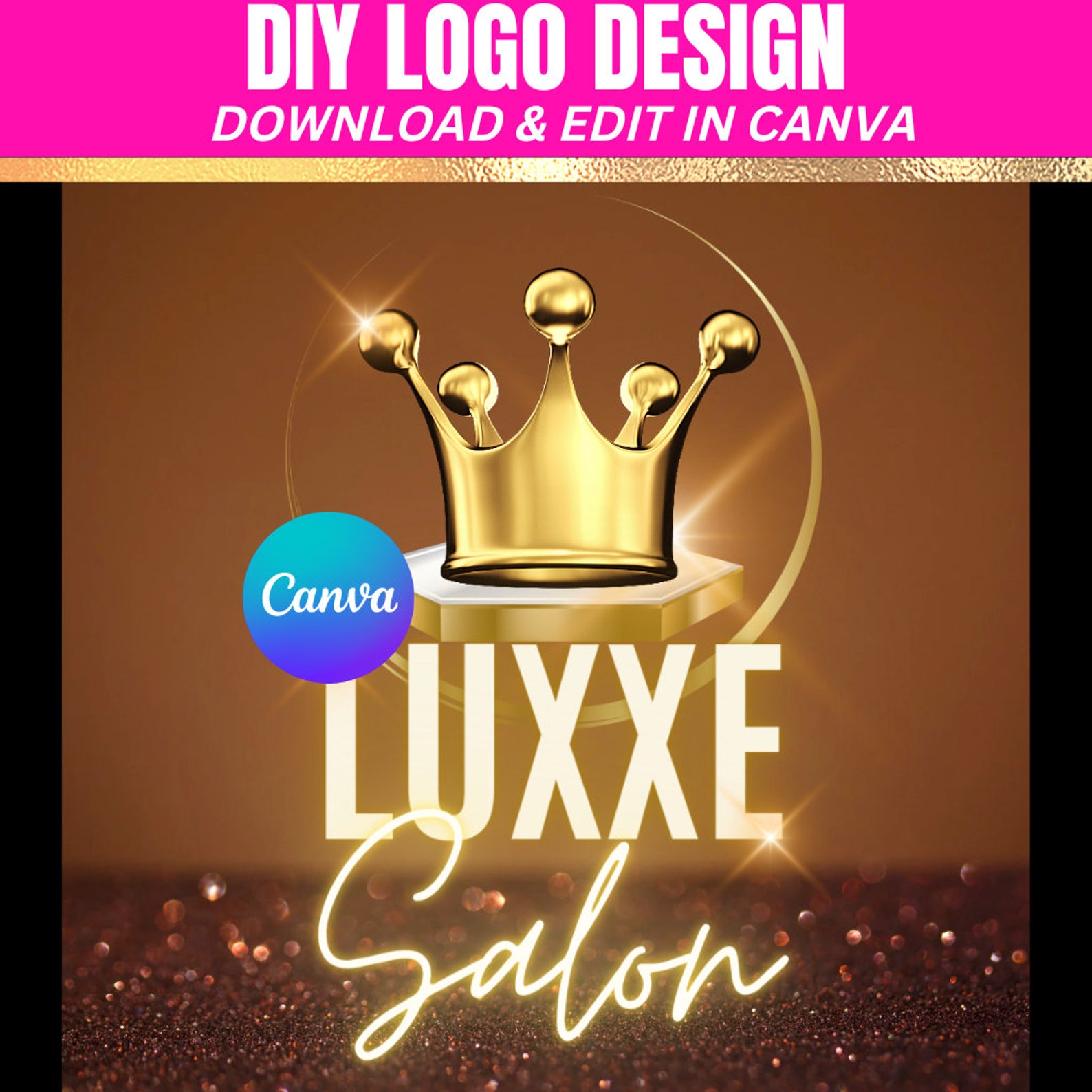 Glam Logo, DIY Logo, Boutique Logo, Hair Logo, Luxury Logo, Salon Logo ...