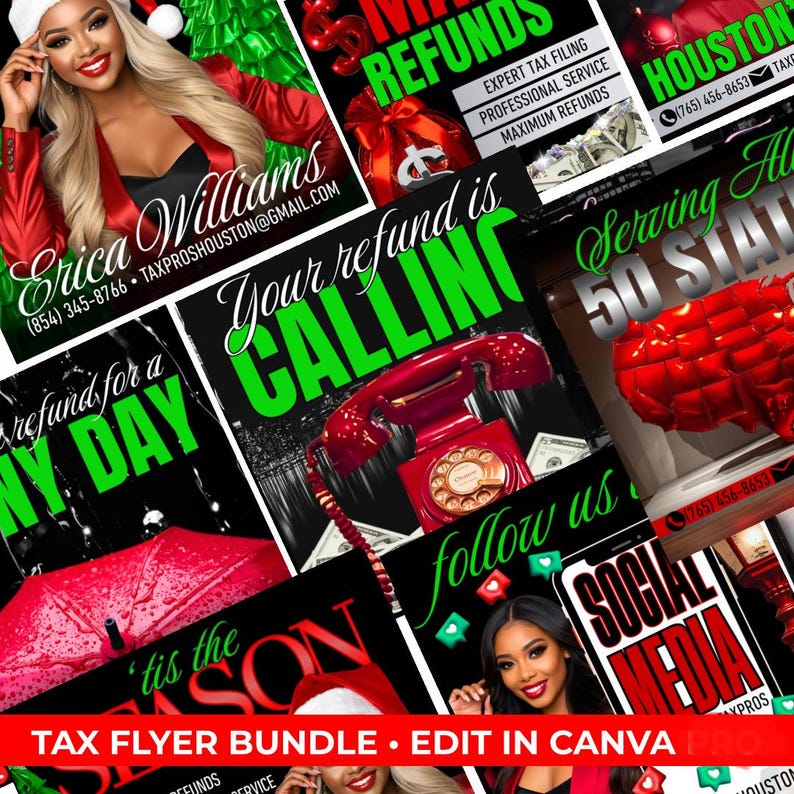 Christmas Tax Flyer Bundle – 8 Editable Canva Templates for Tax ...
