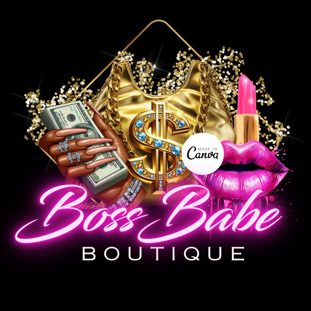 Girl Boss Logo, Girly Glitter Logo, Pink Logo, Money Logo, DIY Logo ...