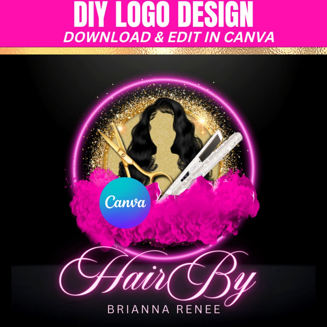 Glam Logo, DIY Logo, Boutique Logo, Hair Logo, Luxury Logo, Salon Logo ...
