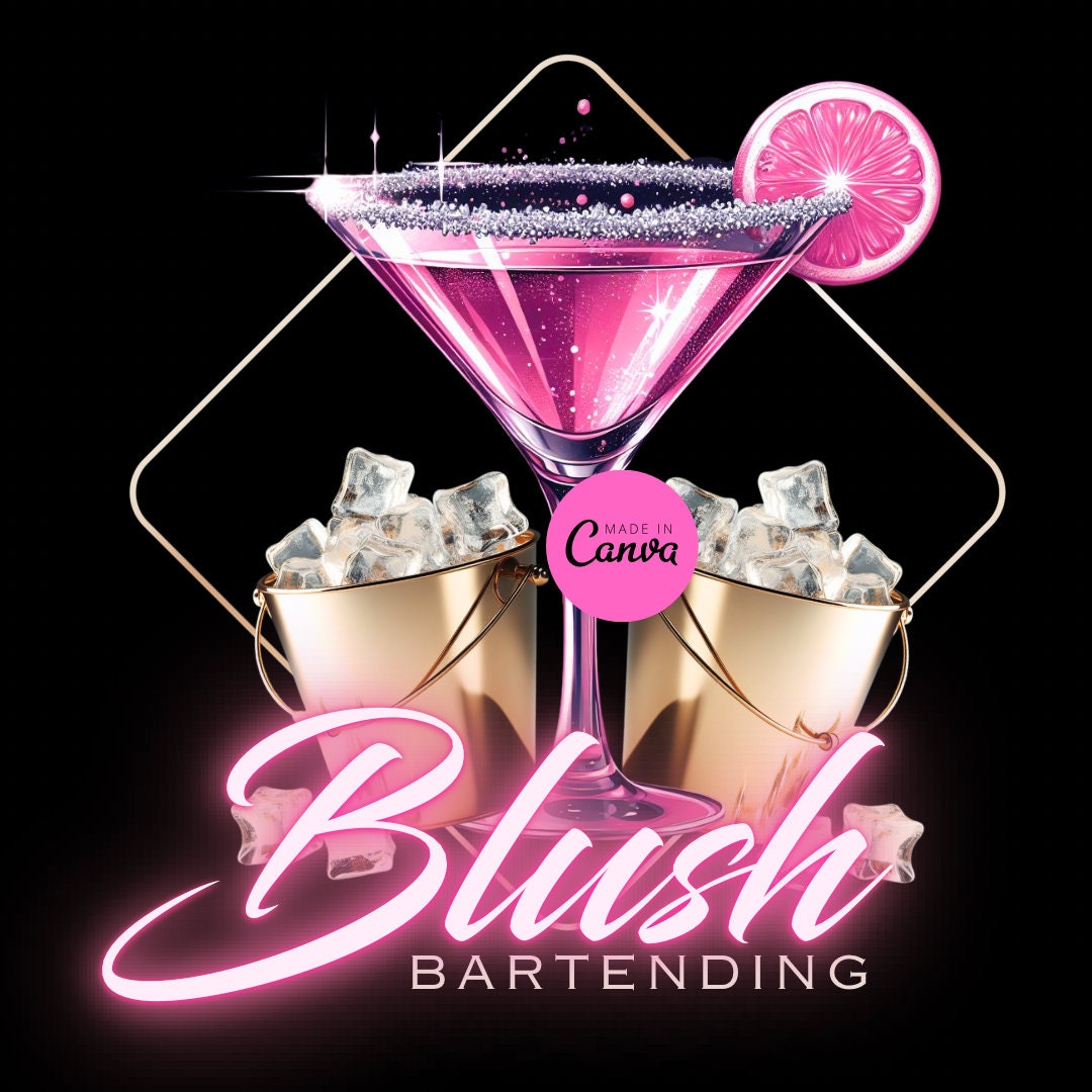 Bartender Logo, Mobile Bartending Logo, DIY Logo, Business Logo, Luxury Logo, Glam Logo ...