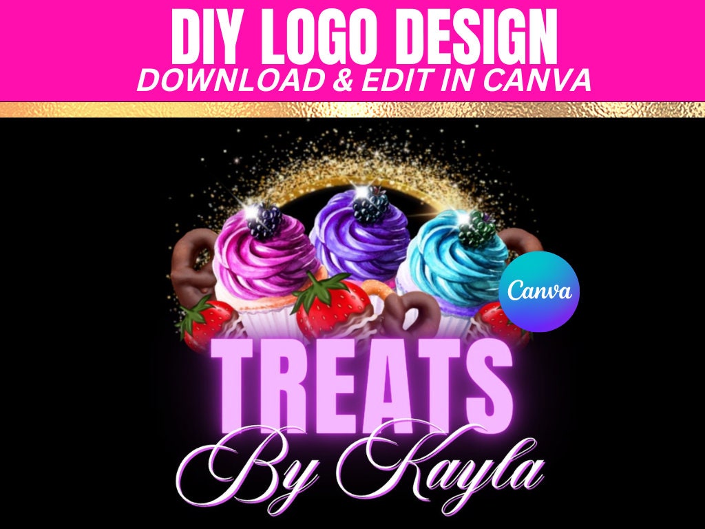 Treat Maker Logo, DIY Logo, Baker Logo, Luxury Logo, Glam Logo, Glitter ...