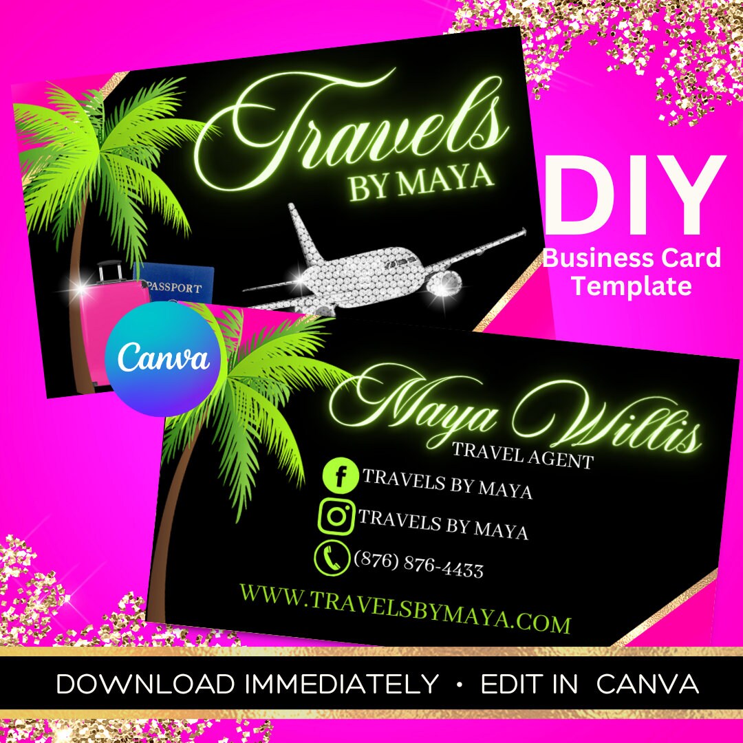 Travel Agent Business Card Template - Travel Business Card - Business ...