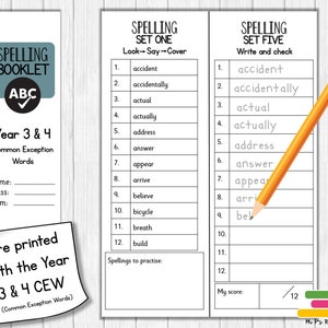 Year 3 & 4 Spelling Booklet - Etsy